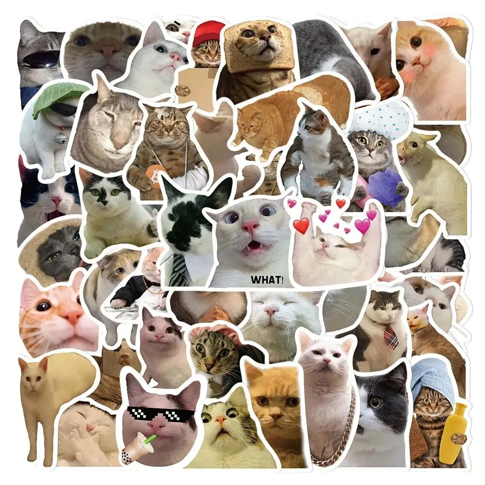 50pcs/Bag,Fun Cat Stickers,PETWaterproof, Be Suitable for Suitcase ...