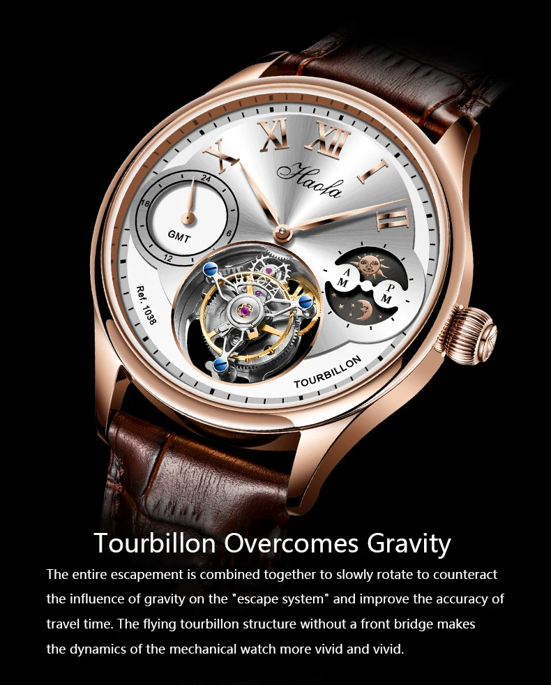 PP Multifunction Real Tourbillon Movement Mens Watch Mechanical ...