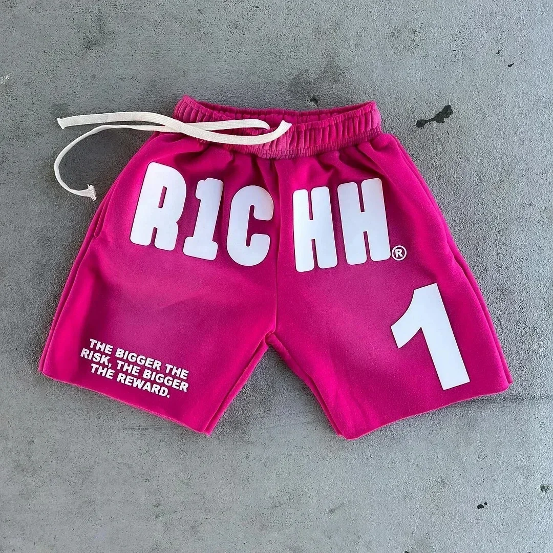 American New Letter Printed Solid Color Cotton All-match Shorts Casual ...