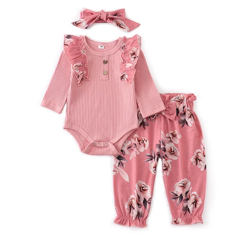 2024-Baby-Spring-Autumn-Clothing-Newborn-Baby-Girl-Set-Jumpsuits-Floral ...