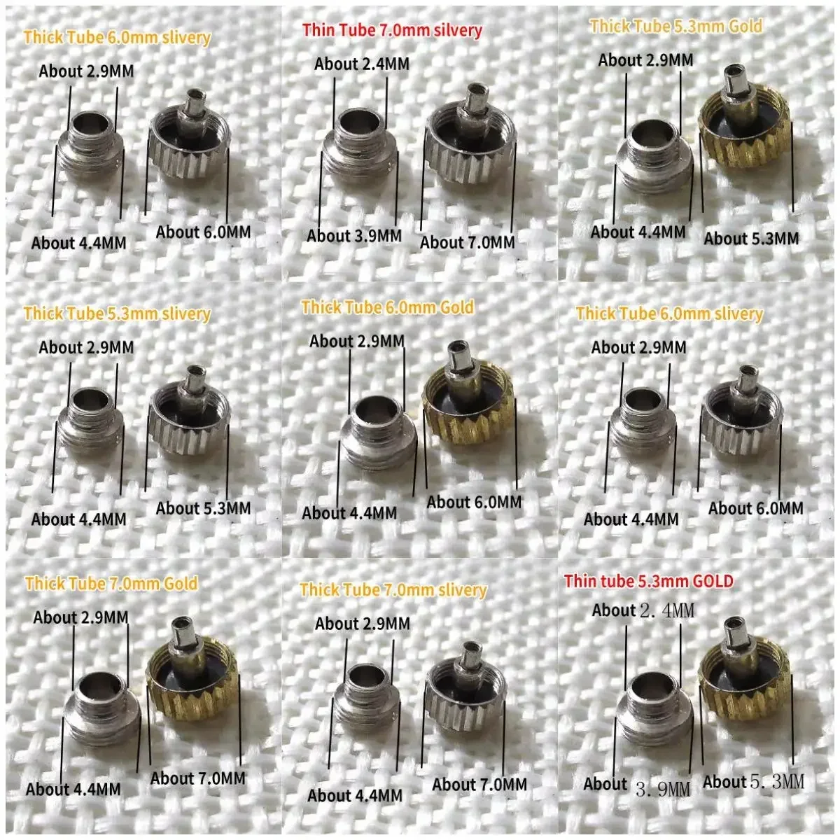1Pc Steel material Watch Crown for Rlx 5.3mm 6mm 7mm Silver Gold Metal ...