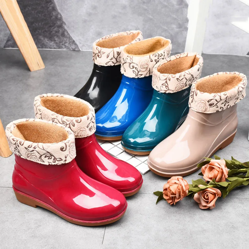 Women-Ankle-Rain-Boots-Waterproof-Rubber-Shoes-Colorful-Spring-Autumn ...