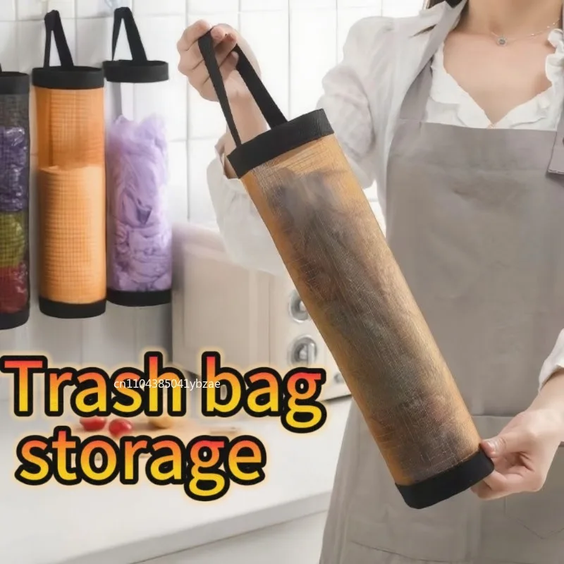Wall-Mounted Trash Bag Organizer Box Kitchen Plastic Bag Collector No ...