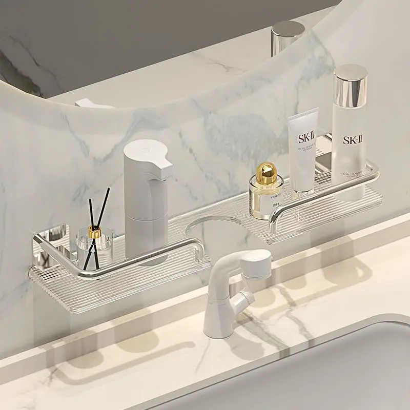 Acrylic-Toilet-Rack-Punch-Free-Bathroom-Shelf-Shampoo-Organizer-Wall ...