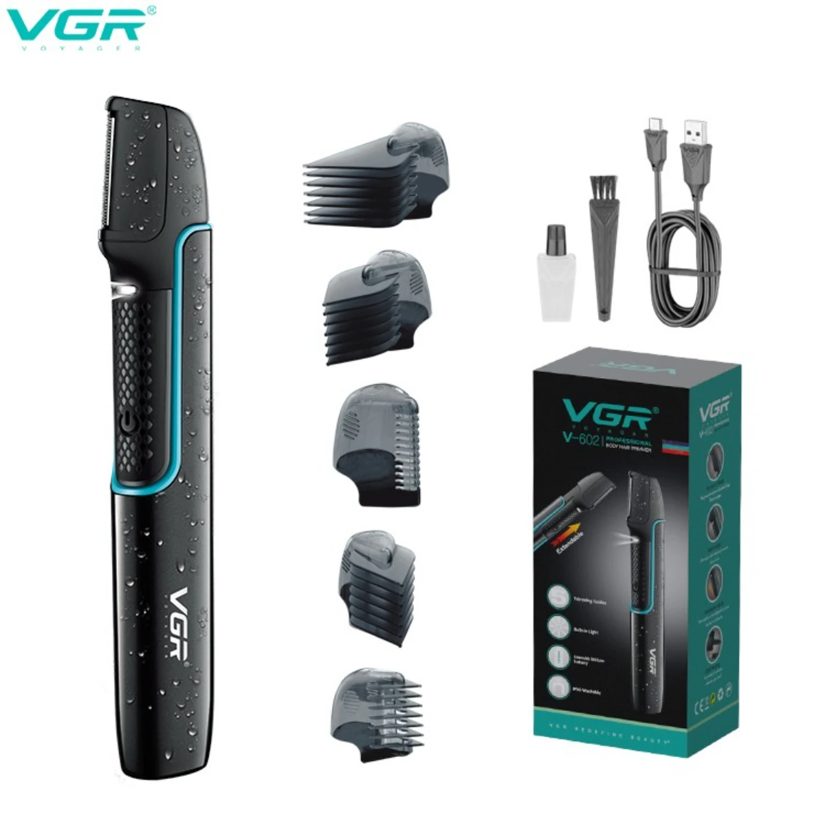 VGR Hair Clipper Rechargeable Haircut Machine Waterproof Hair Cutting Machine Professional ...