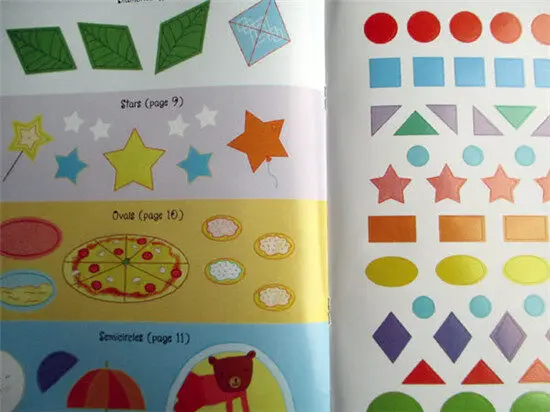 MiluMilu Usborne Get Ready For School Shapes Sticker Book Colouring ...