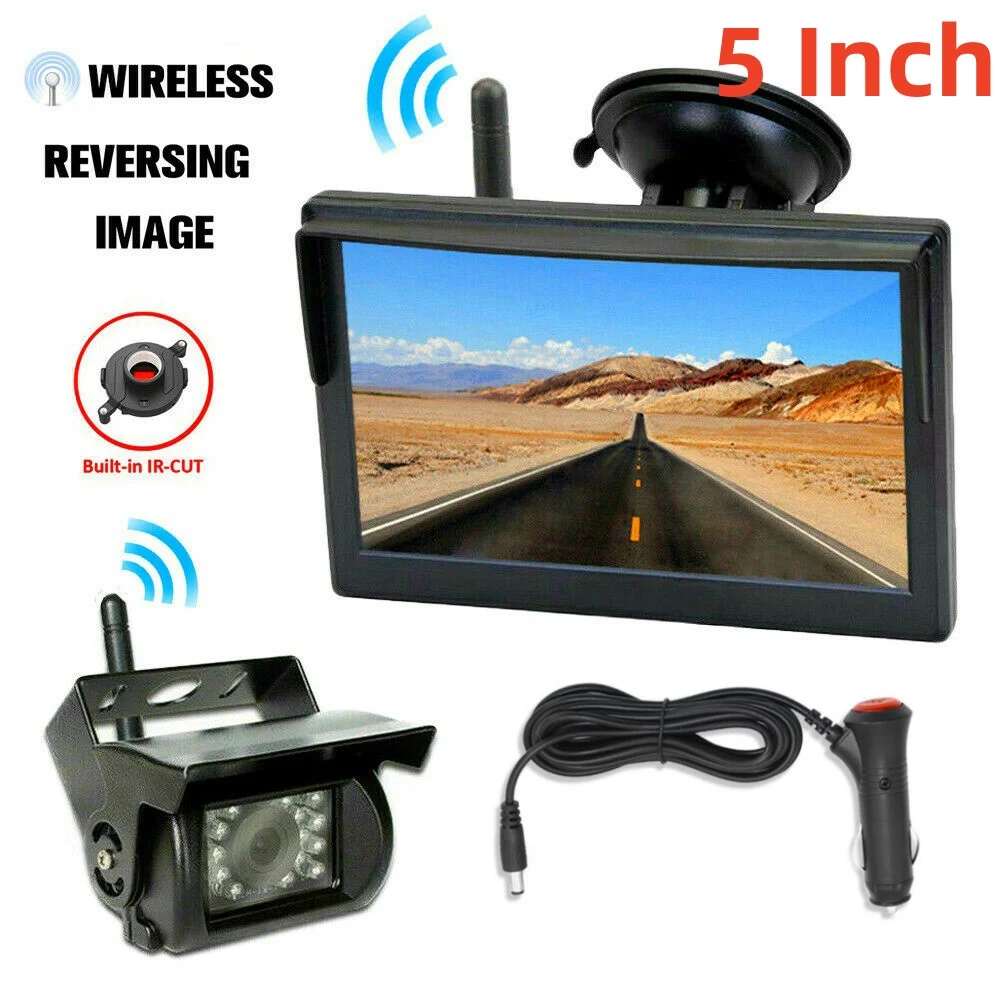 5-Inch-Monitor-Wireless-Rear-View-Backup-Camera-12V-24V-IR-Backup ...