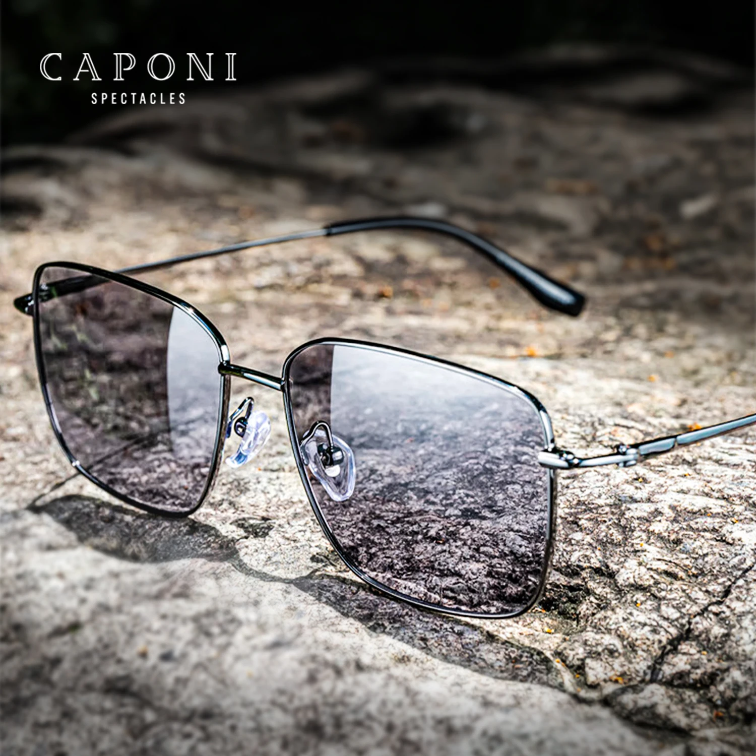 CAPONI Sunglasses Men Polarized Pure Titanium Light Weight Shade ...