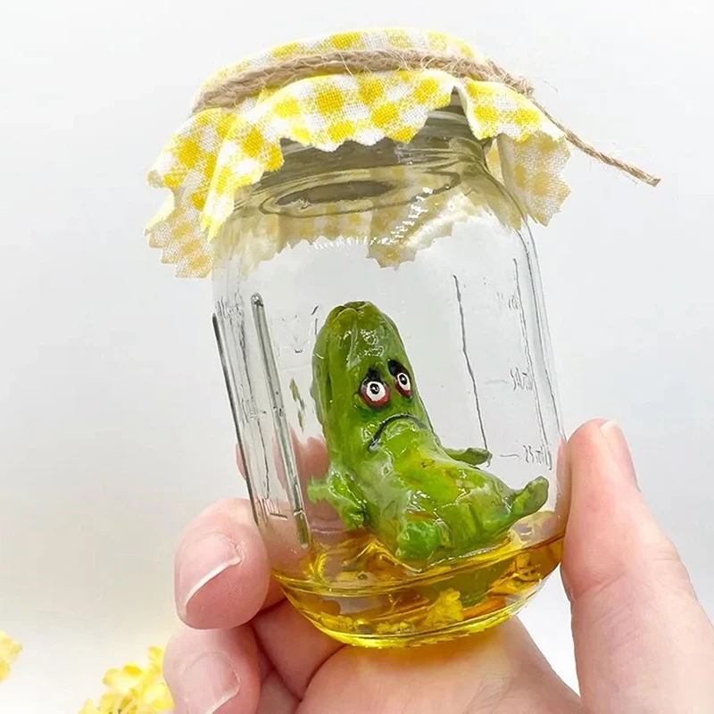 1PC Grumpy Pickle In A Jar Sculpture Funny Aojiao Jar Pickle Cartoon ...