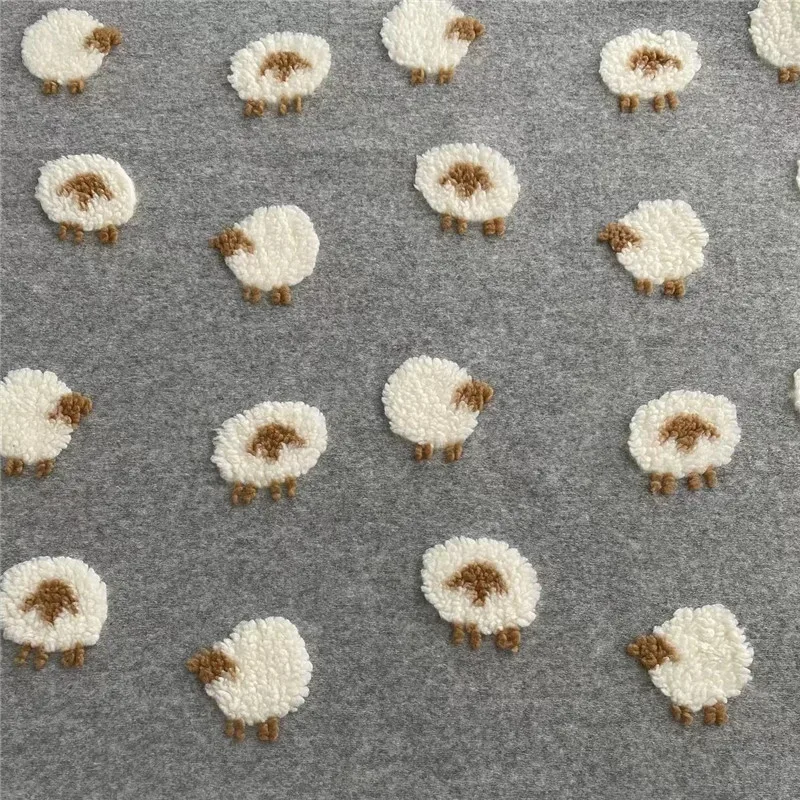 Cute Sheep Pattern Lamb Wool Fleece Fabric for Winter Coats Hoodies ...