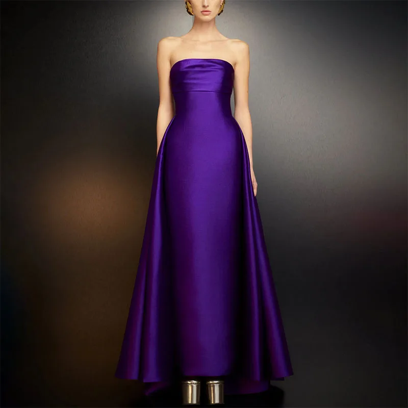 Elegant-Long-Satin-Purple-Evening-Dress-With-Side-Train-Sheath ...