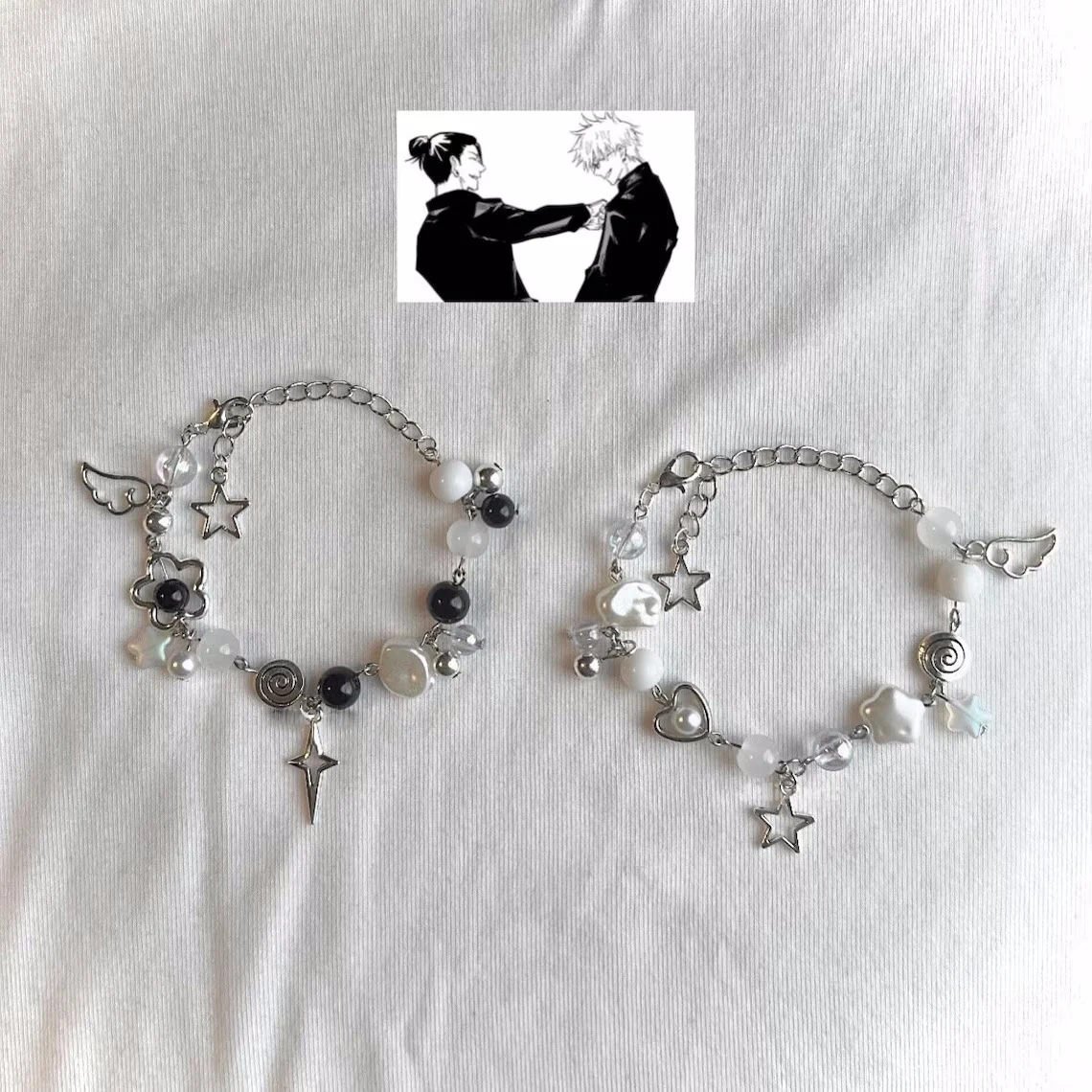 Pulsera-de-Jujutsu-Kaisen-hecha-a-mano-brazalete-con-cuentas-Geto-Gojo ...