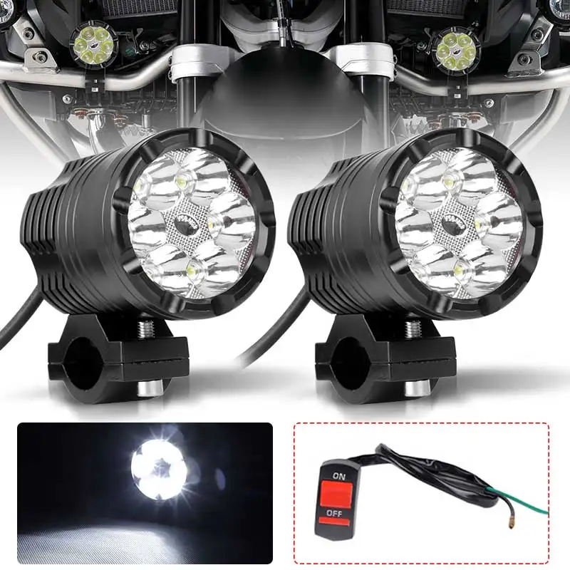 6-LED-Motorcycle-Spotlight-Auxiliary-Lamp-Driving-Spot-Head-Lamp-Fog ...