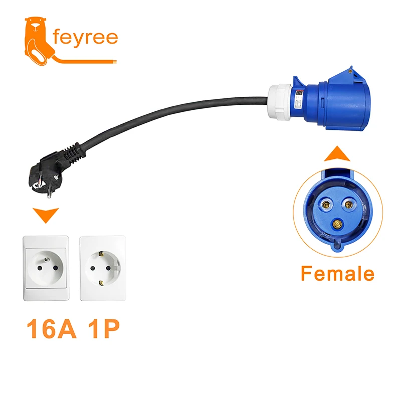 feyree EV Charger CEE Female Plug 3 Pins Adapter Waterproof Connection ...