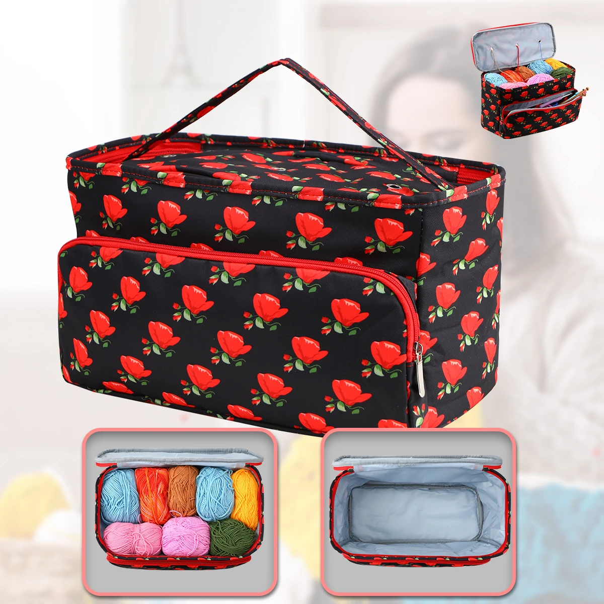 Knitting Suitcase Mini Yarn Storage Small Size Yarn Bag For Crocheting ...