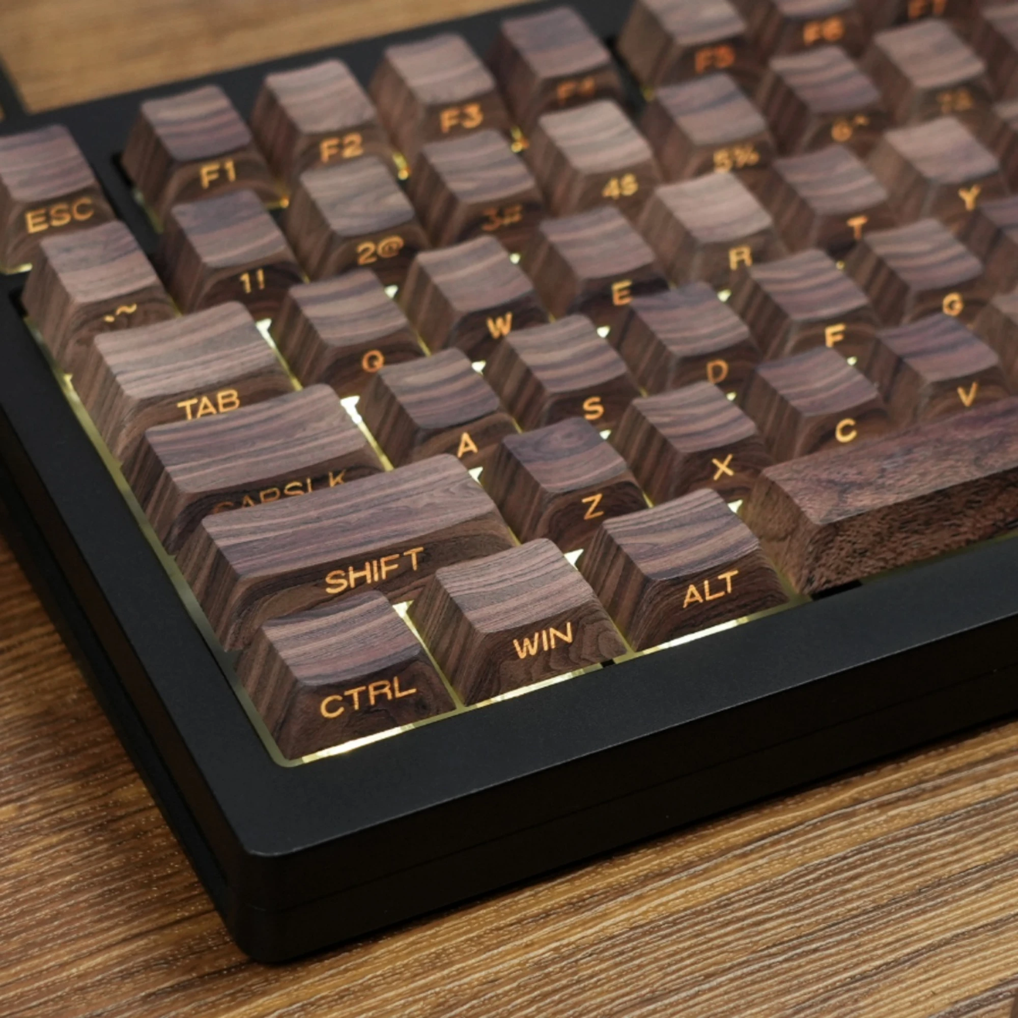 ECHOME-Walnut-Keycaps-Set-136keys-Custom-Side-Engraved-Artisan-Keycaps-Cherry-PBT-Translucency ...