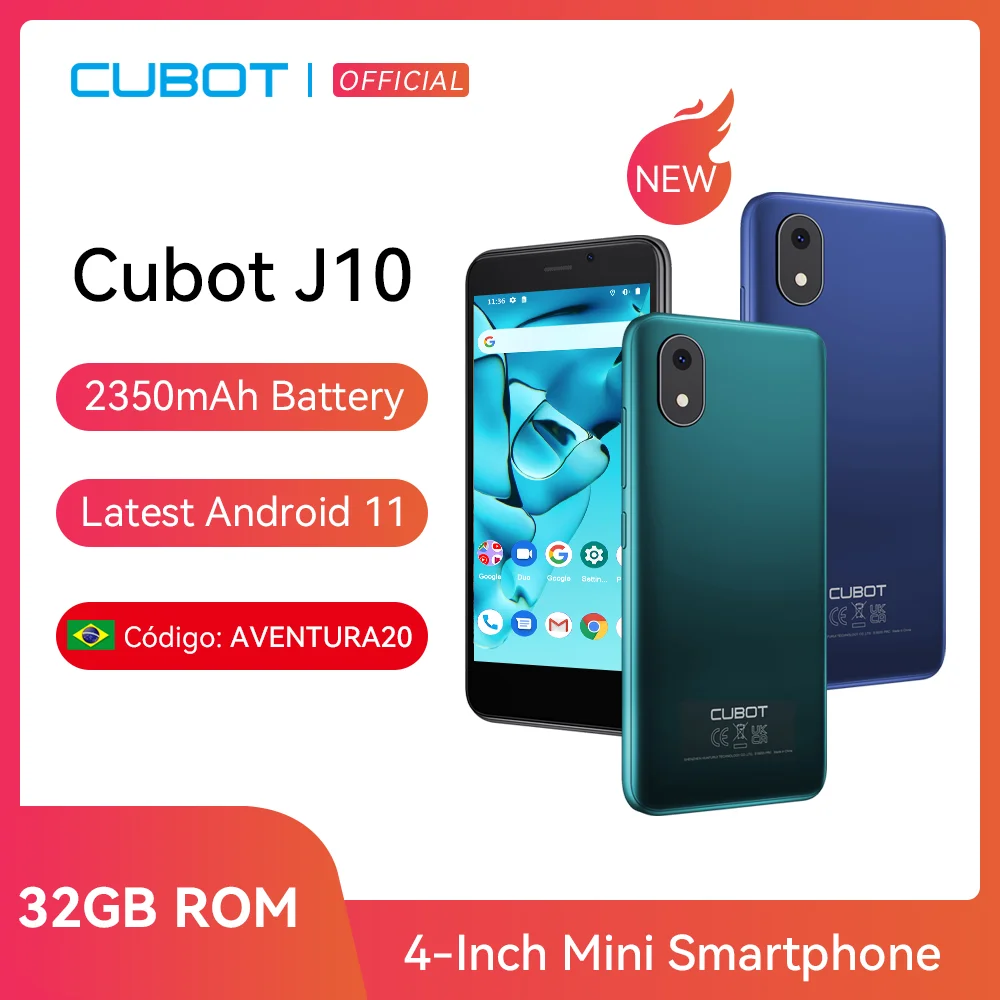 Cubot J10 Smartphone de 4 Polegada Mini Telefone 2350mAh 32GB ROM 5MP Câmera Traseira Bluetooth ...