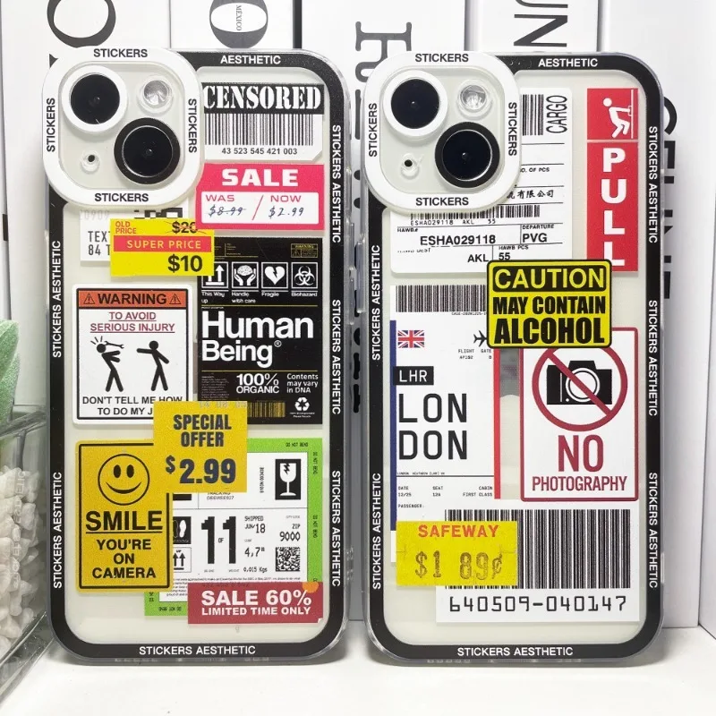 Funny Mix Labels Collage Stickers Phone Case For Samsung Galaxy S25 S23 ...