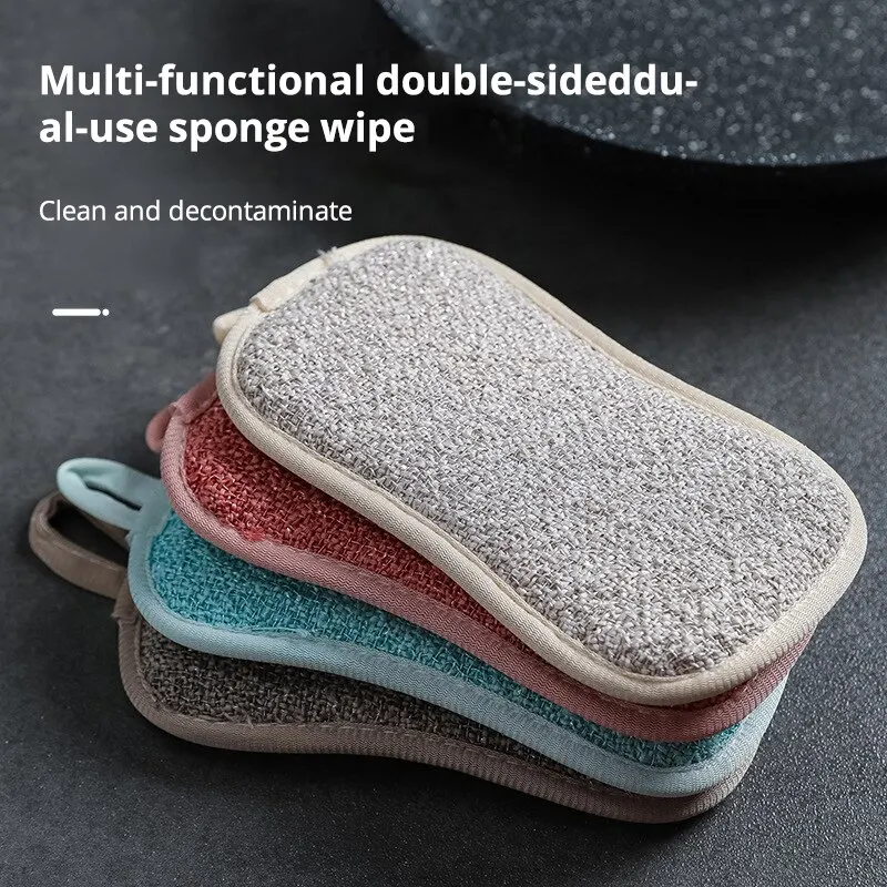 5PCS-Super-Absorbent-Microfiber-Double-Sided-Scrub-Sponge-for ...