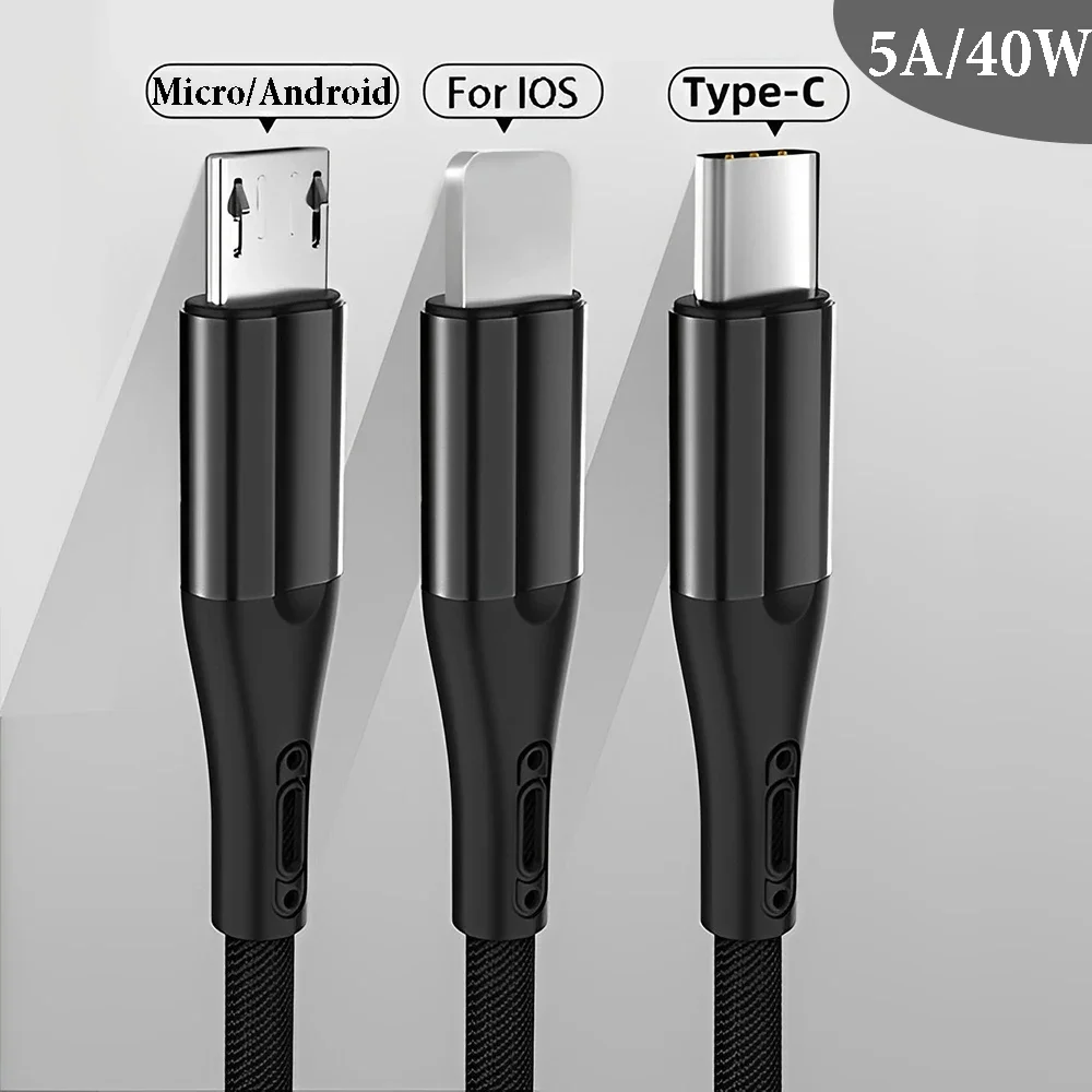 5A-40W-Fast-Charging-Micro-USB-Data-Cable-To-Type-C-IOS-Micro-Android ...