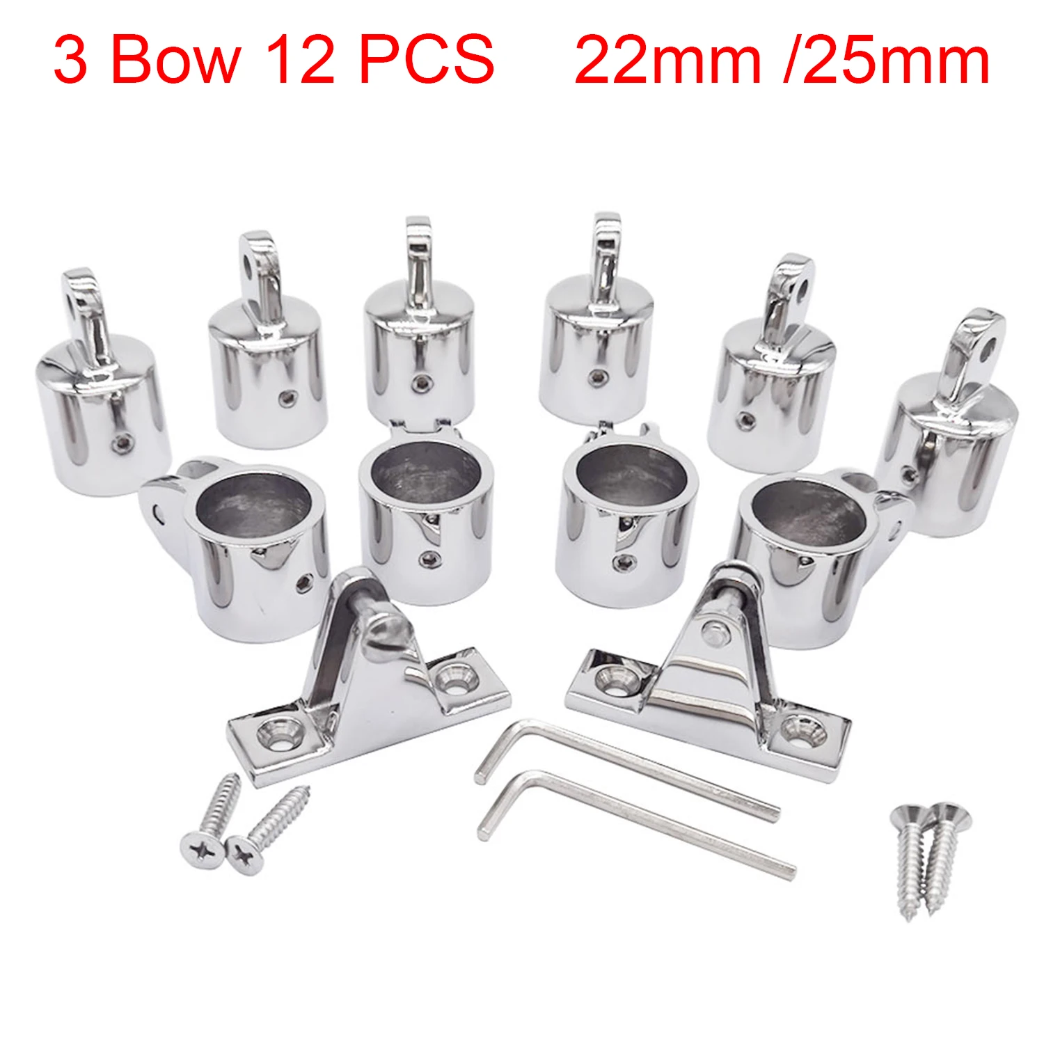 12PCS-Boat-Accessories-Universal-3-Bow-Bimini-Top-316-Stainless-Steel ...