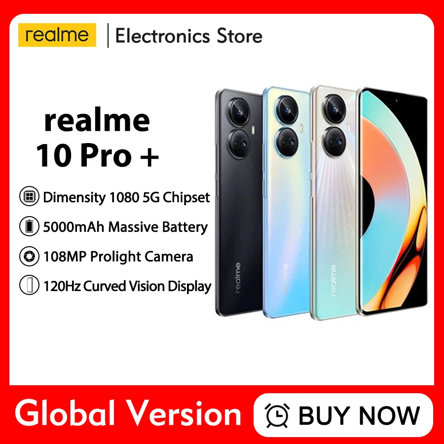 realme 10 Pro Plus Smartphone Dimensity 1080 5G Processor 6.7"120Hz ...