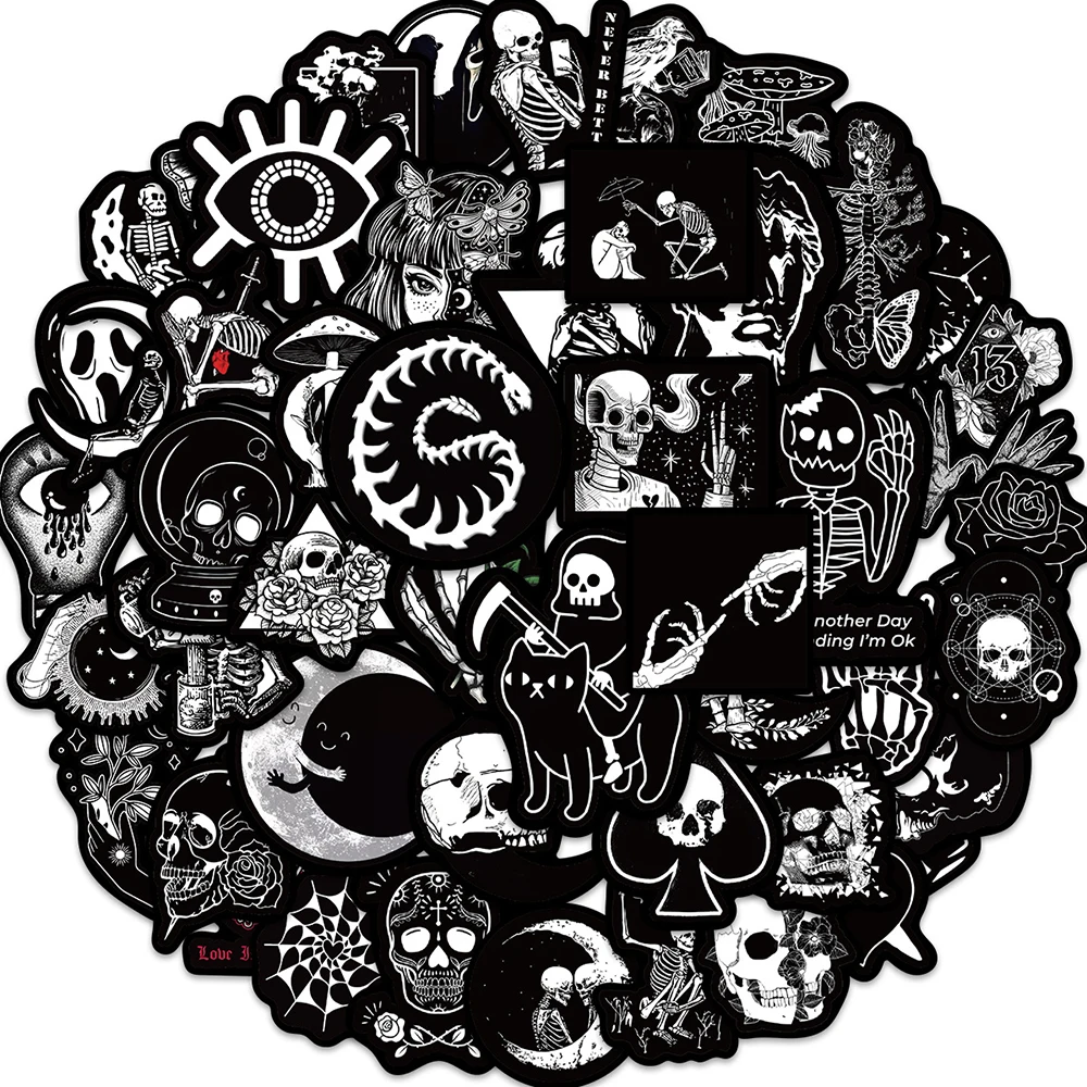 10-30-50PCS-Dark-Style-Gothic-Skull-Art-Stickers-Aesthetic-DIY-Travel ...