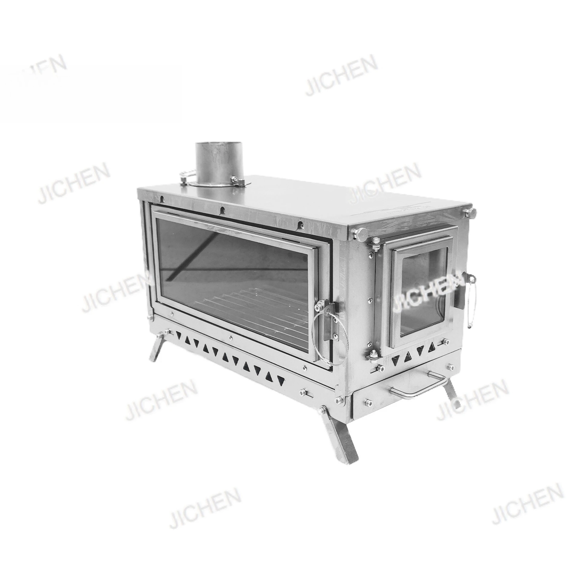 stainless steel triple glass video chip stove Outdoor camping wood ...