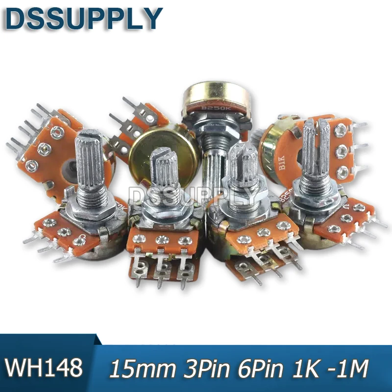 10PCS-15mm-3Pin-6Pin-WH148-B1K-B2K-B5K-B10K-B20K-B50K-B100K-B250K-B500K ...