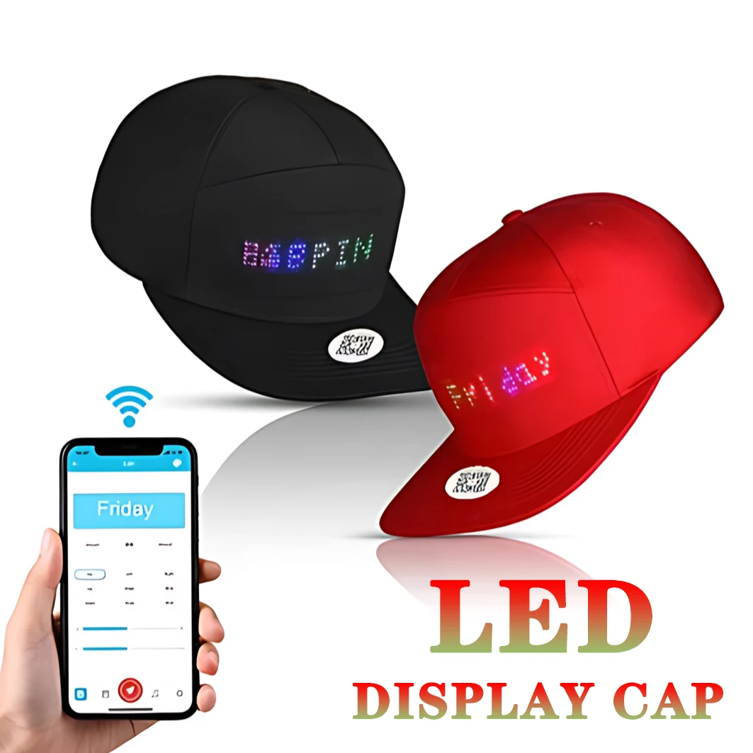 Unisex-Baseball-Cap-USB-Rechargeable-Bluetooth-APP-Programmable-LED ...