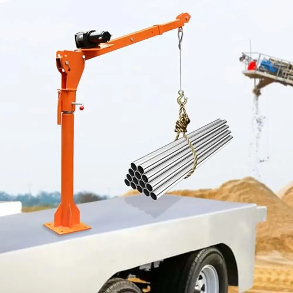 Truck-Mounted-Crane-Hoist-Electric-Winch-1100lb-Capacity-Adjustable ...