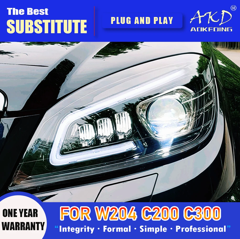AKD-Head-Lamp-for-Benz-W204-LED-Headlight-2007-2011-Headlights-c200 ...
