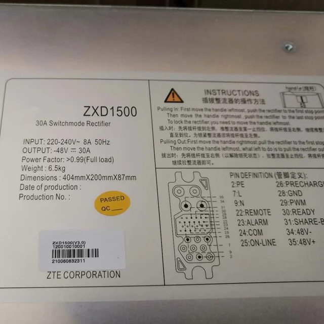 Original PSU For ZTE 1700W Power Supply ZXD1500 ZXD1500V3.0 ...