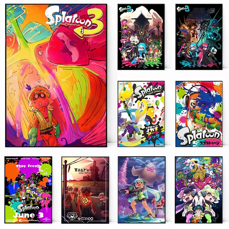 Classic game Splatoon 3 poster anime painting art Canvas printing Wall ...