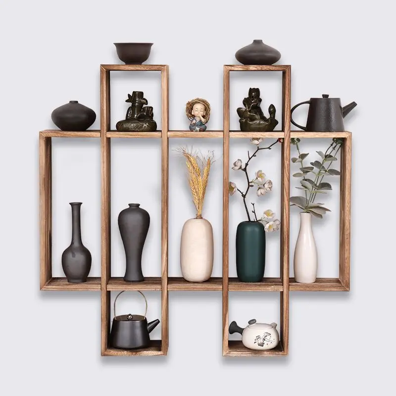 Rack-de-armazenamento-de-madeira-maci-a-Frame-Grade-espa-o-simples ...