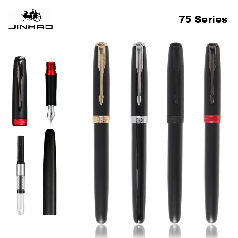 Jinhao-75-Metal-Fountain-Pen-0-5mm-Nib-Luxury-Elegant-Pens-Black-Black ...
