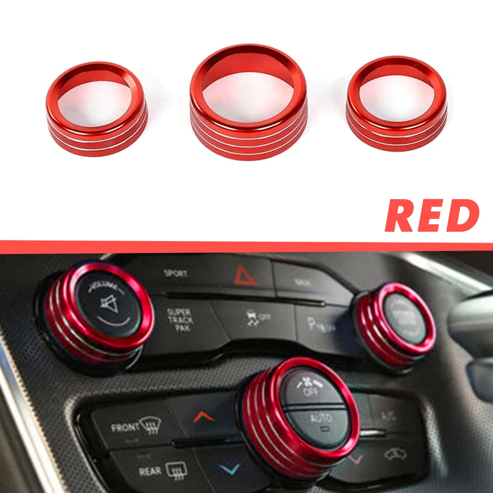 3Pcs Car AC Knob Air Conditioning Knobs Ring Cover Sticker Heat Control ...