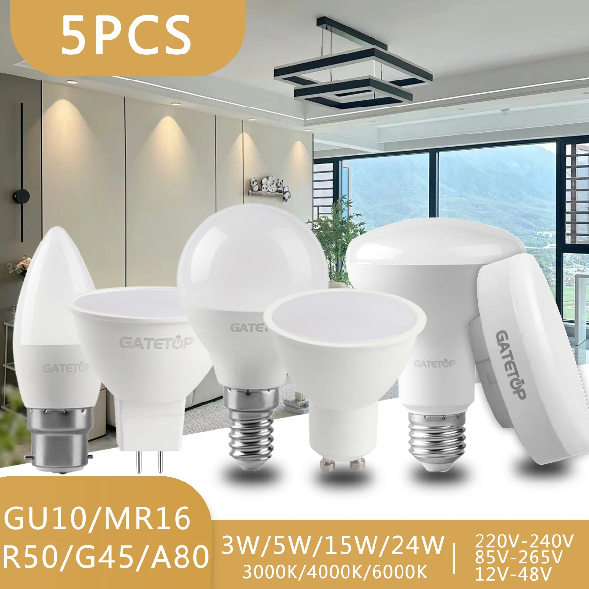 5PCS LED Bulb E27 E14 B22 AC220-240V 5W 9W 24W Energy Saving LED Bulbs ...