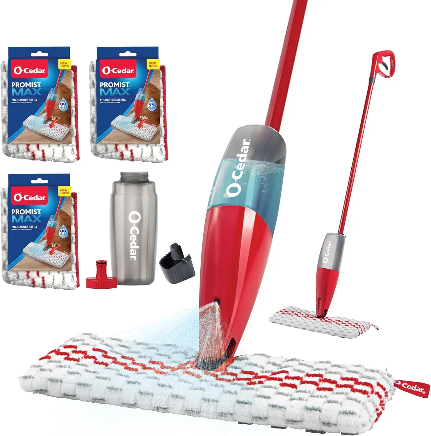 ProMist MAX Spray Mop with 3 Extra Refills, Red - Efficient Cleaning ...
