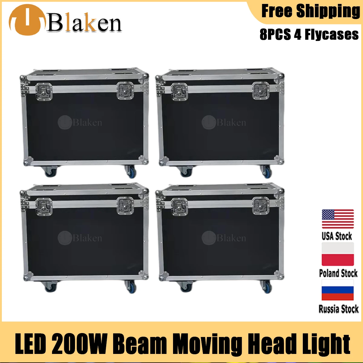 No-Tax-Only-4Pcs-Flight-Cases-For-LED-DMX-200W-Stage-Lighting-Moving ...