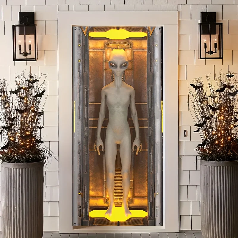 2D flat 1 alien polyester door banner - UFO door arch, suitable for ...