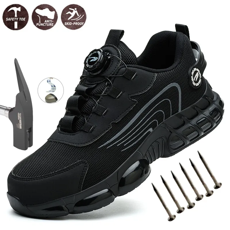 Lightweight Rotating Button Work Sneakers Protective Shoes Safety ...