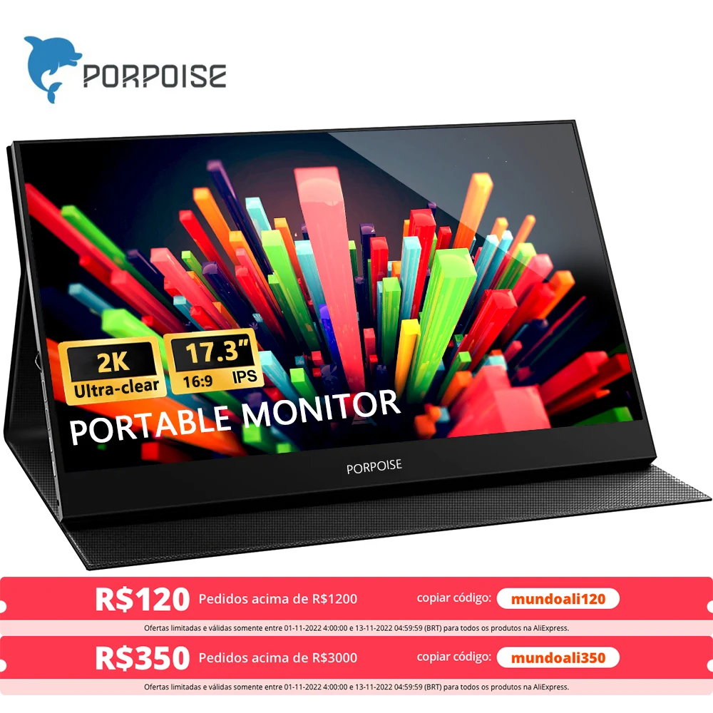 Monitor portátil 2k 17.3 ultra ultra ultra claro 2560x1440 monitor do ...