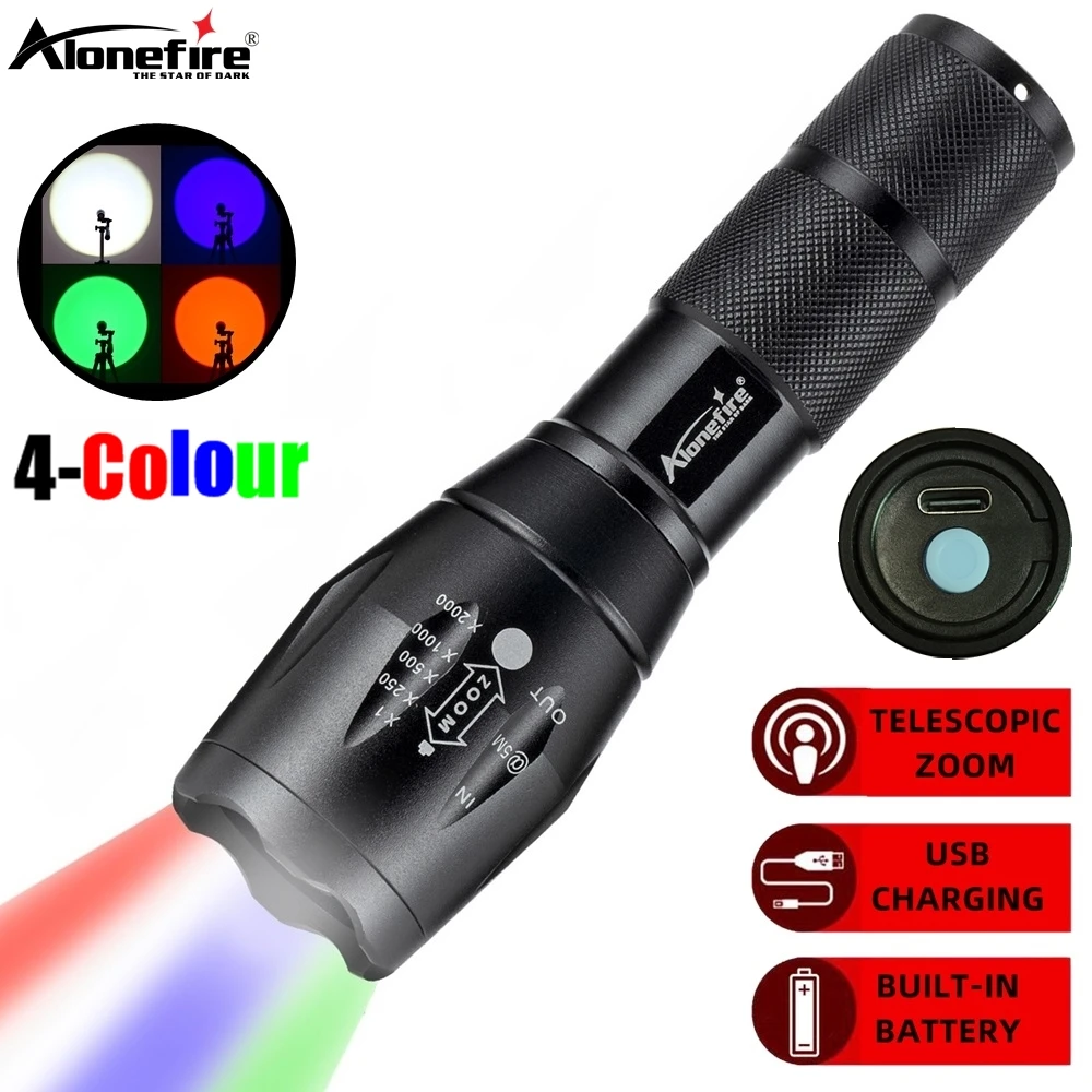 4-In-1-Multicolor-LED-Flashlight-Red-Blue-Green-White-Lamp-Portable ...