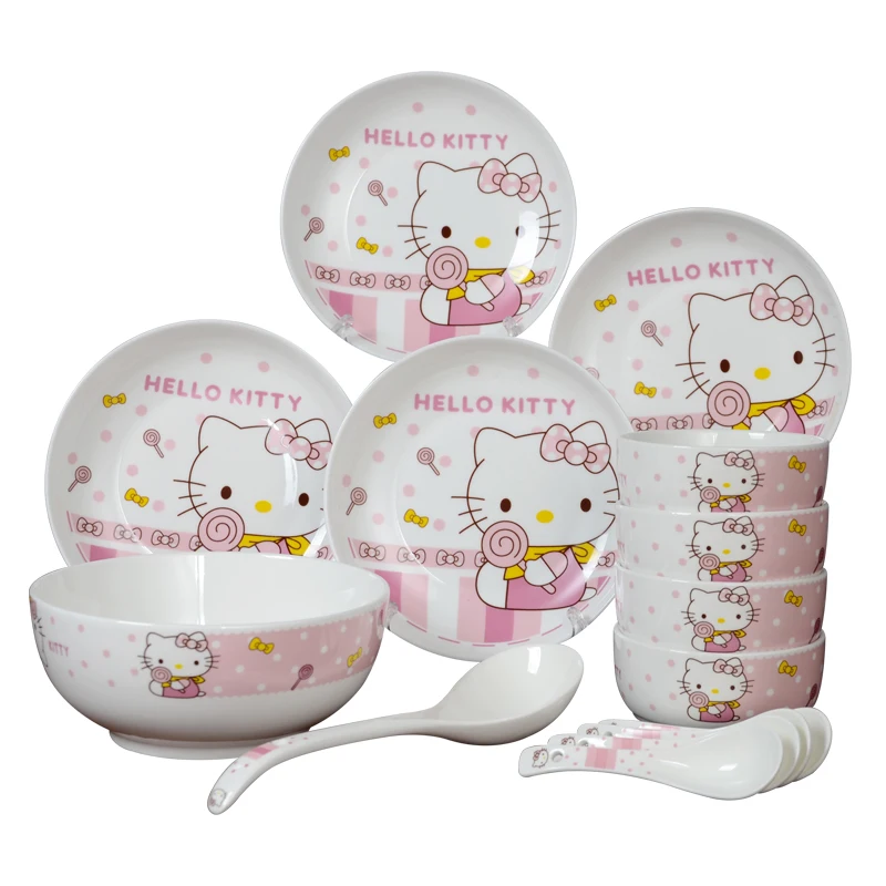 Sanrio-Kawaii-Hello-kitty-Bowl-Cartoon-Ceramic-Tableware-Baby-Dining ...