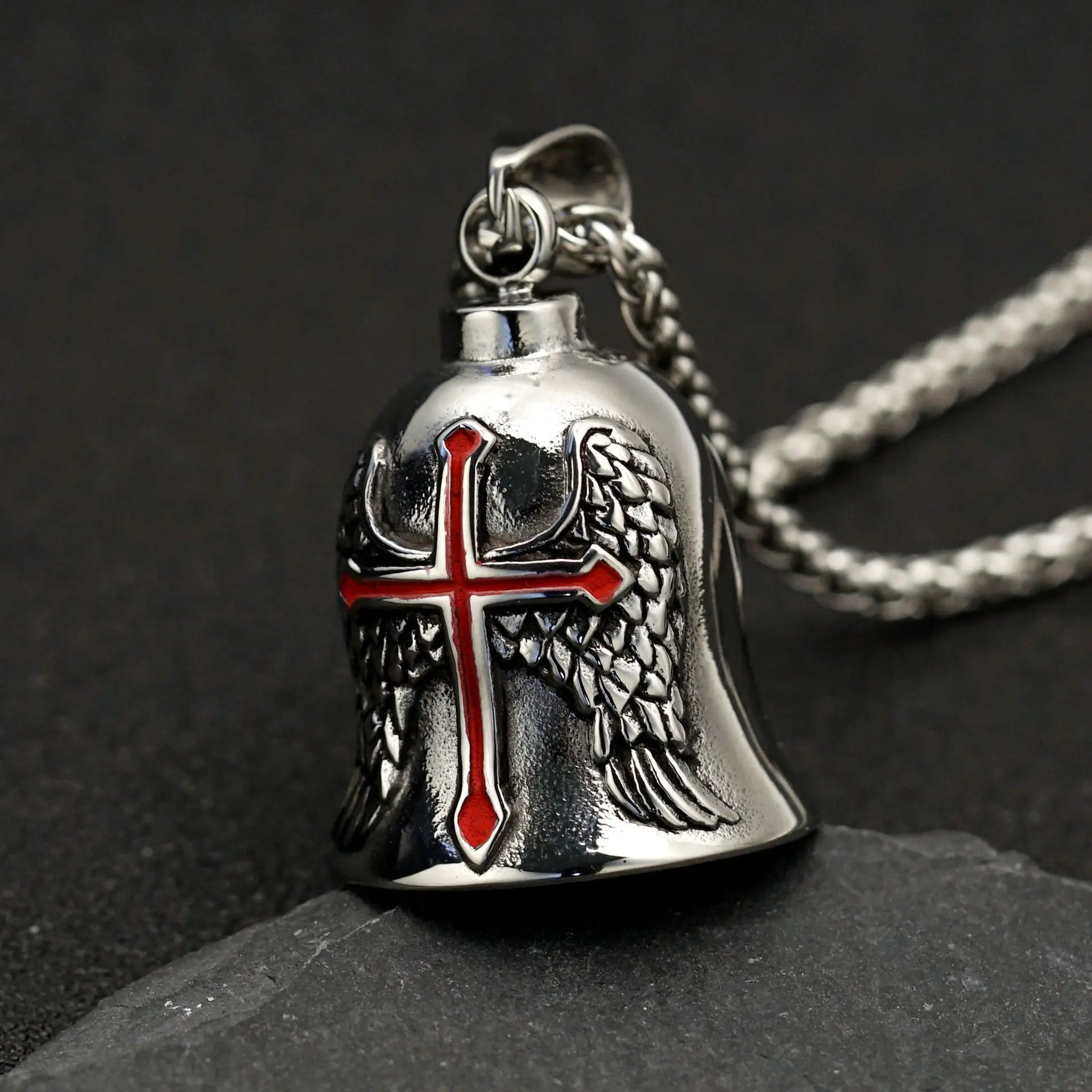 Biker-Bell-Carved-Red-Cross-Wings-Pendant-Motorcycle-Riding-Bell ...