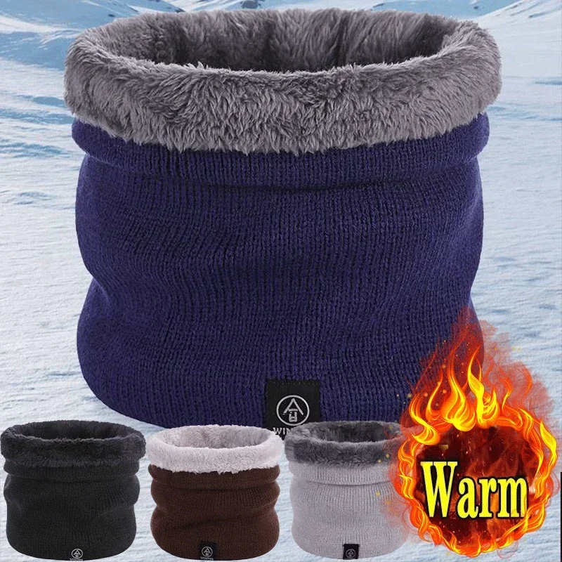Cashmere Plush Warm Winter Ring Scarf Women Men Knit Full Face Mask ...