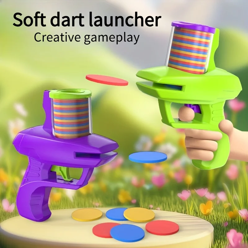 1 Set Colorful Foam Disc Launcher Toy - Handheld Flying Saucer Game ...