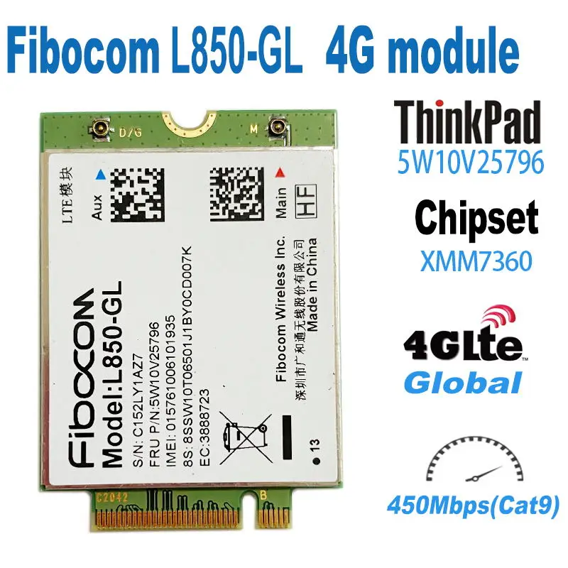 Fibocom-L850-GL-4G-LTE-Cat9-M-2-module-Card-5w10v25796-For-Thinkpad-C14 ...