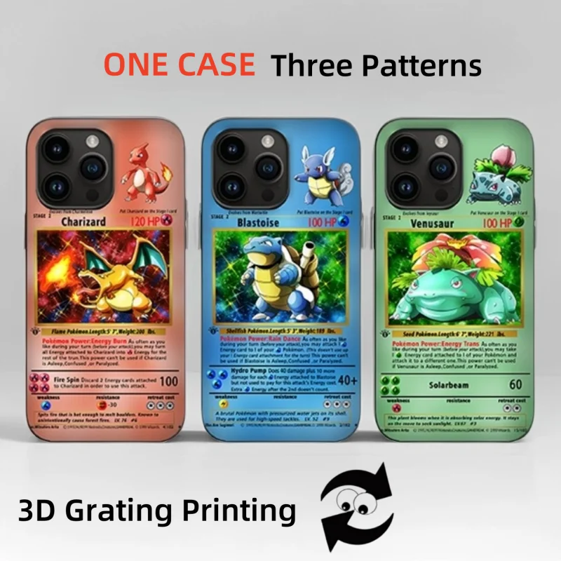 3D Grating Card Pokemons Charizard Phone Case for iPhone 16 15 14 13 11 ...